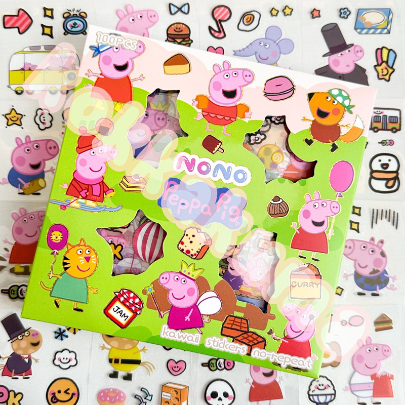 ( Kkm ) PEPPA PIG Cartoon Sticker Box NONO / MOMO 2D Decoration for ...