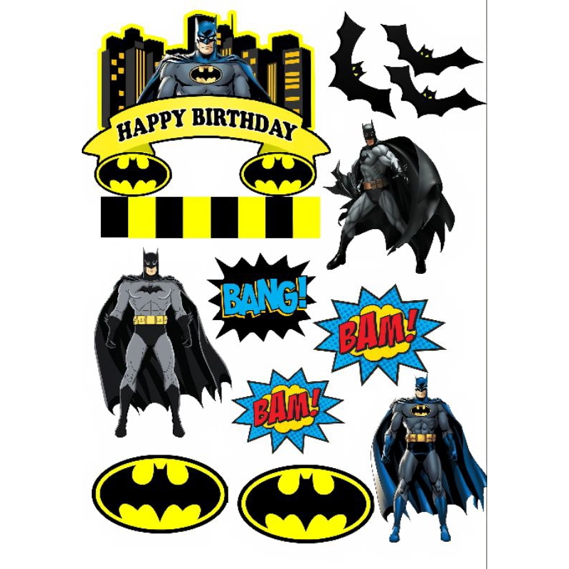 [1 SET] BATMAN PREMIUM THICK CHARACTER CAKE TOPPER FOR TUMPENG SNACK ...
