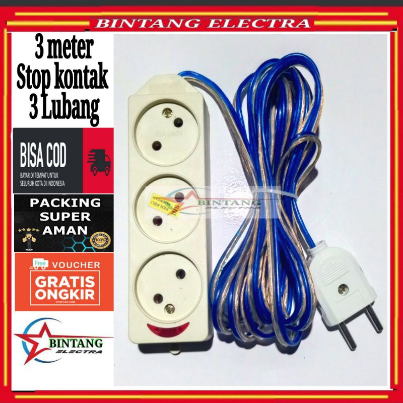 3-hole Socket+3-meter Cable (Already Assembled) | Shopee Malaysia