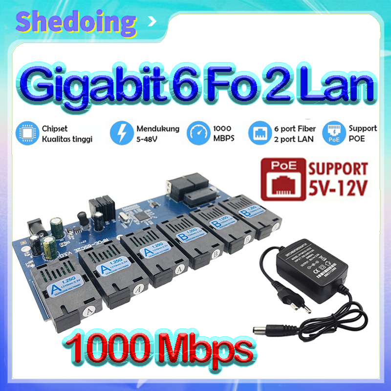 Gigabit Media Converter Gigabit 6 FO 2 LAN 6G2E PCB Htb Gigabit Htb 6 ...