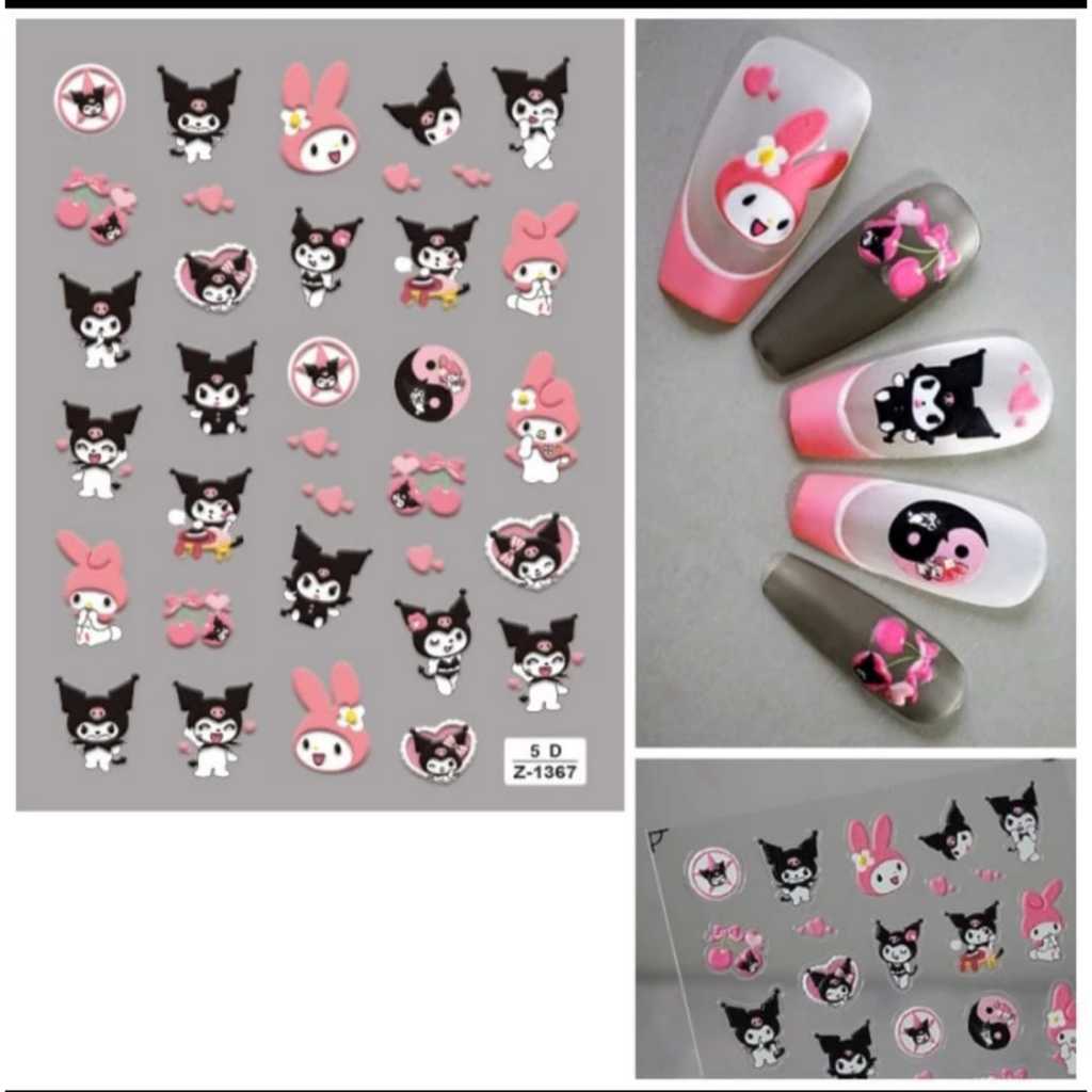 Sanrio (LG1) 5D Nail STICKER Embossed Nail art SANRIO KUROMI HELLO ...