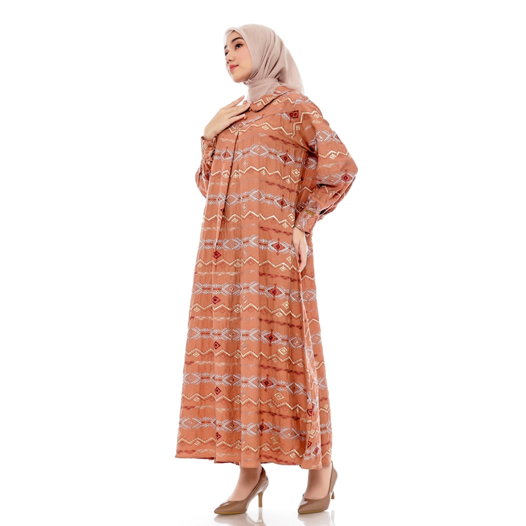 Mimamim Muslim Gamis - Davia Pleated Crespo Embroidery Motif Dress ...
