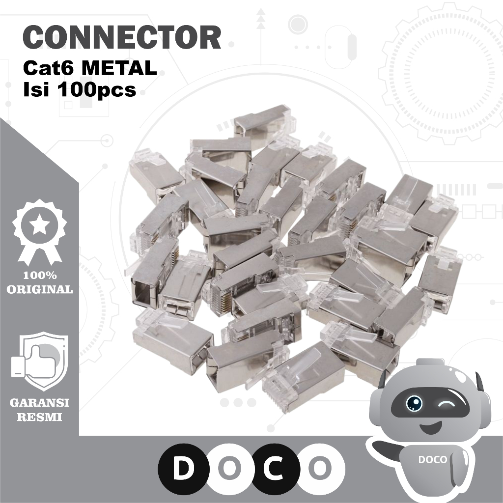 Lan Connector RJ45 CAT6 Metal Connector Cable Head Plug Network Jack ...