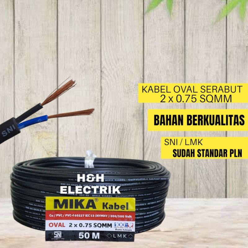 HITAM PUTIH Electrical Cable Fiber Cable 2x0.75mm Pure Copper Oval ...