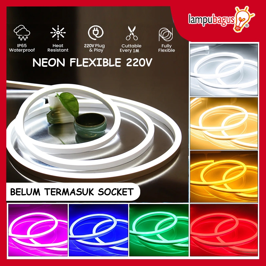 Led Neon Flex Strip Light Flexible 220v Ip65 Waterproof Socket Sold