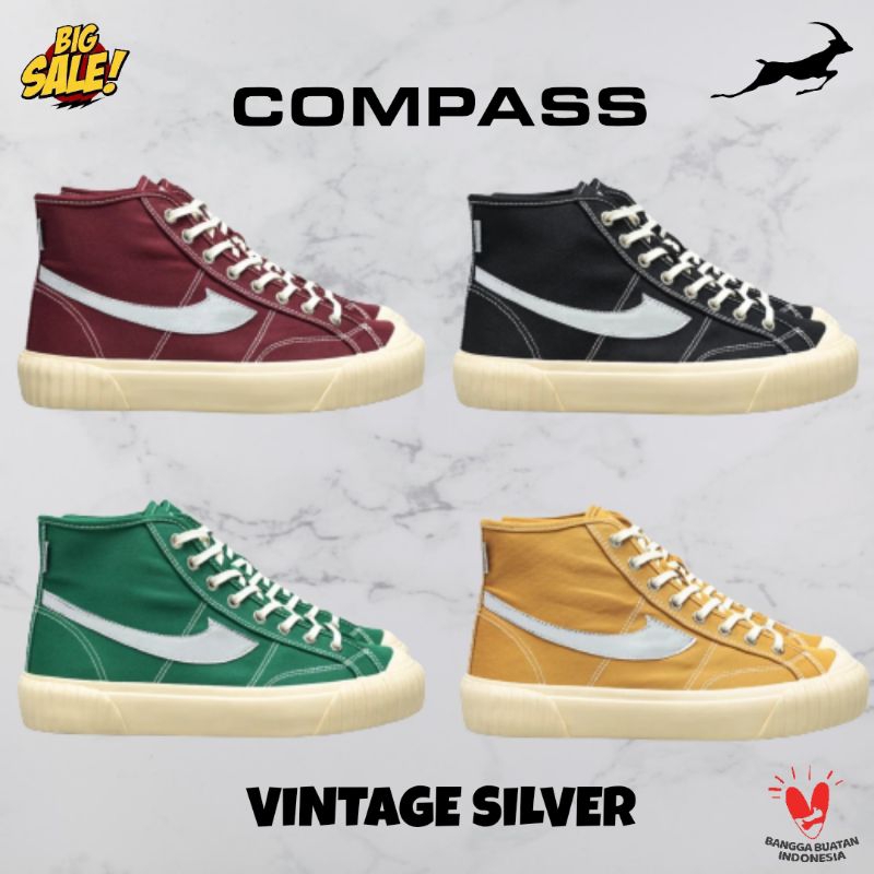 Vintage HIGH SILVER EDITION COMPASS SHOES BLACK / MAROON / GREEN ...