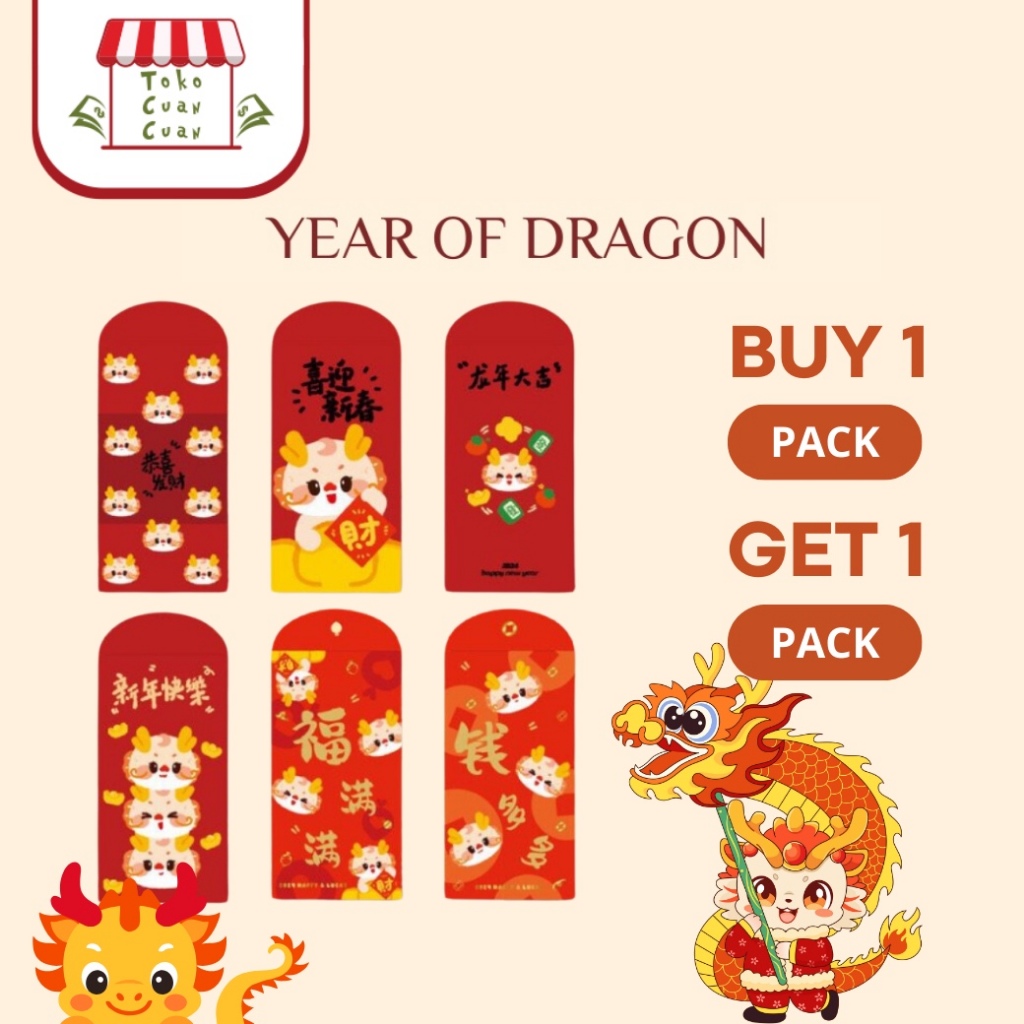 BUY 1 PACK GET 1 FREE PACK! CONTENTS 6 PCS Angpao 2024 CARTON MATERIAL ...