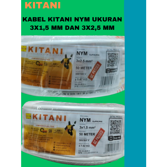Kitani 3x1,5mm2 And 3x2,5mm2- Nym 50 Meter Wire Copper Cable | Shopee ...
