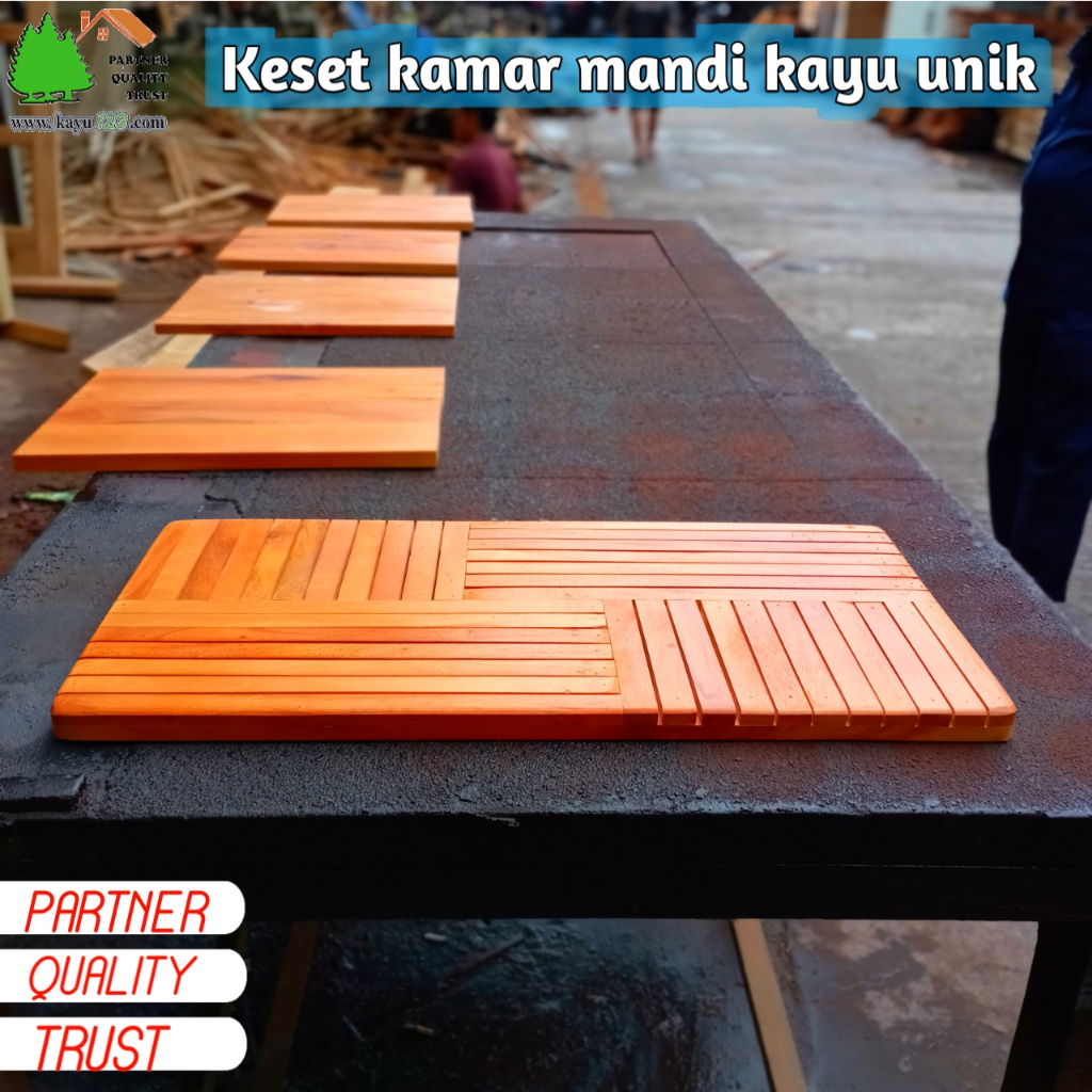 KAYU Wooden Bath Mat 60x30 | Shopee Malaysia