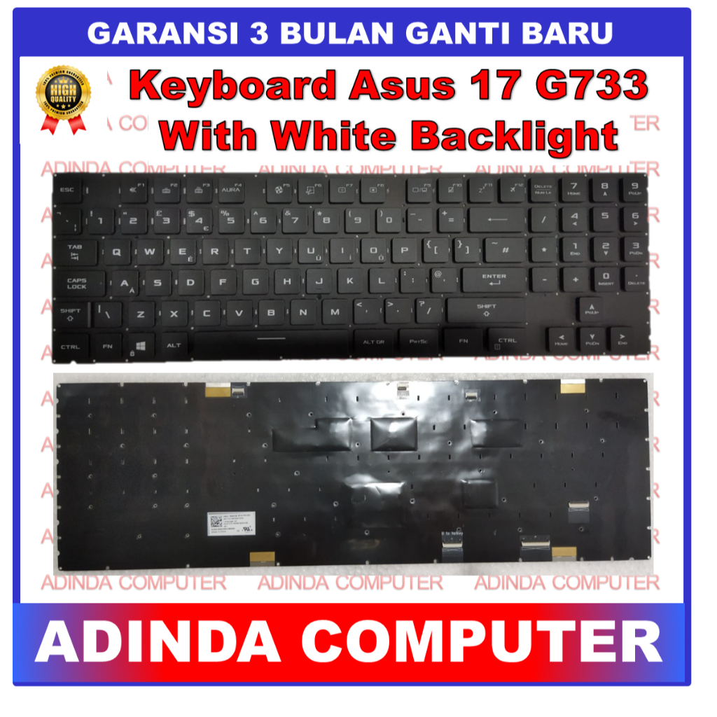 Asus ROG Strix Scar 17 G733 G733QR G733QS White Backlight Keyboard ...