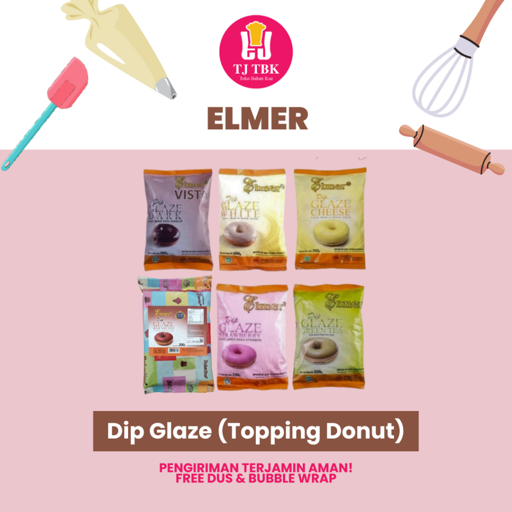 Elmer Glaze 200g (Red Velvet, Green Tea, Dark Chocolate, Strawberry and ...
