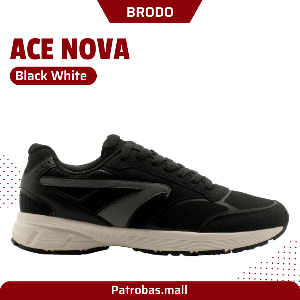 PUTIH HITAM Brodo Ace Nova Black White Original Men's Black and White Casual Shoes Sneakers ...