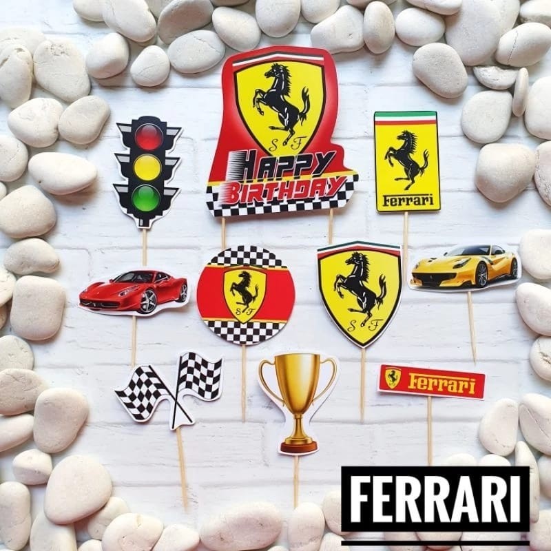 A set Of Ferrari Car Character Birthday cake topper | Shopee Malaysia
