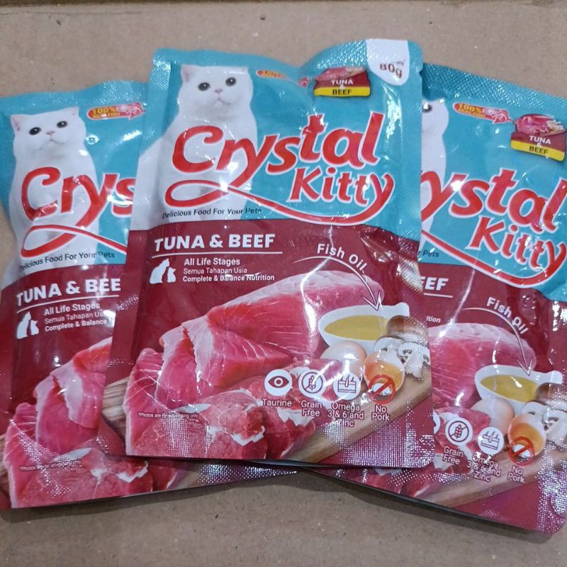 Crystal Kitty cat sachet tuna & beef 80gr Crystal cat cat cat food ...