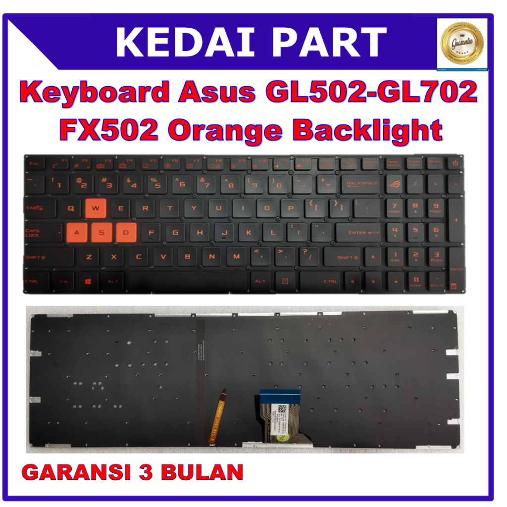 Asus ROG Strix FX502 GL502 GL702 GTX 1060 Orange Backlight Keyboard ...