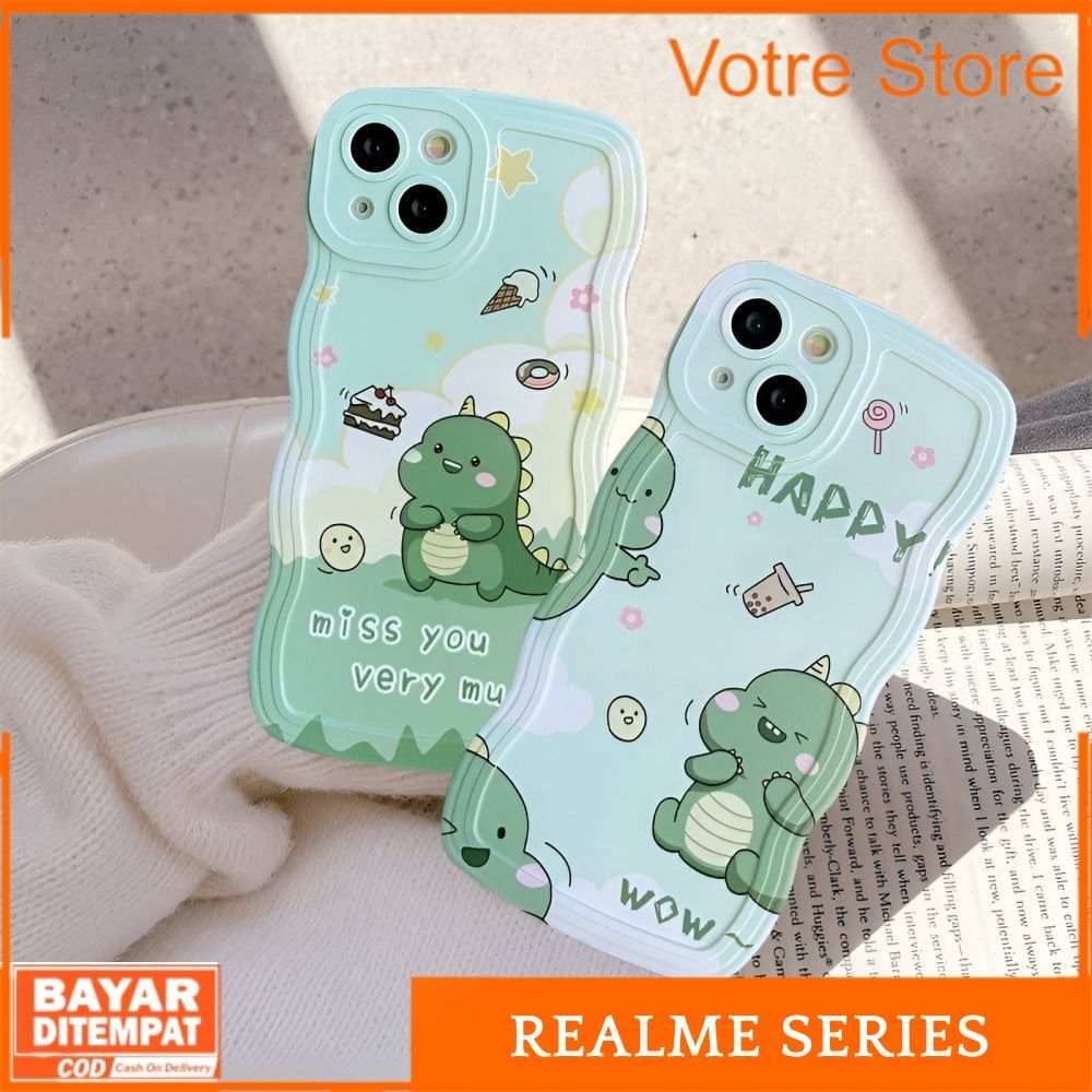 Case Realme Note 50 Narzo 50A Casing Happy Little Dino Couple Drink ...