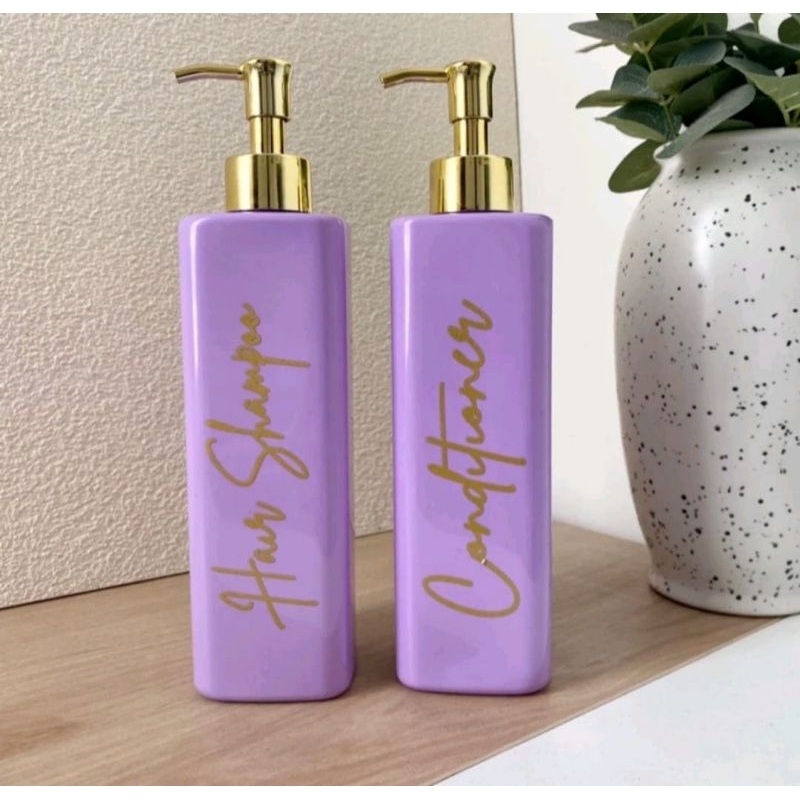 UNGU 500ml SQUARE REFILL PUMP BOTTLE PURPLE VIOLET PUMP LUXURY GOLD ...