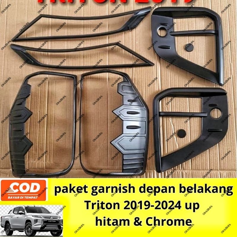 HITAM All new triton 2019 2021 2023 2025 Black & Chrome Headlight ...