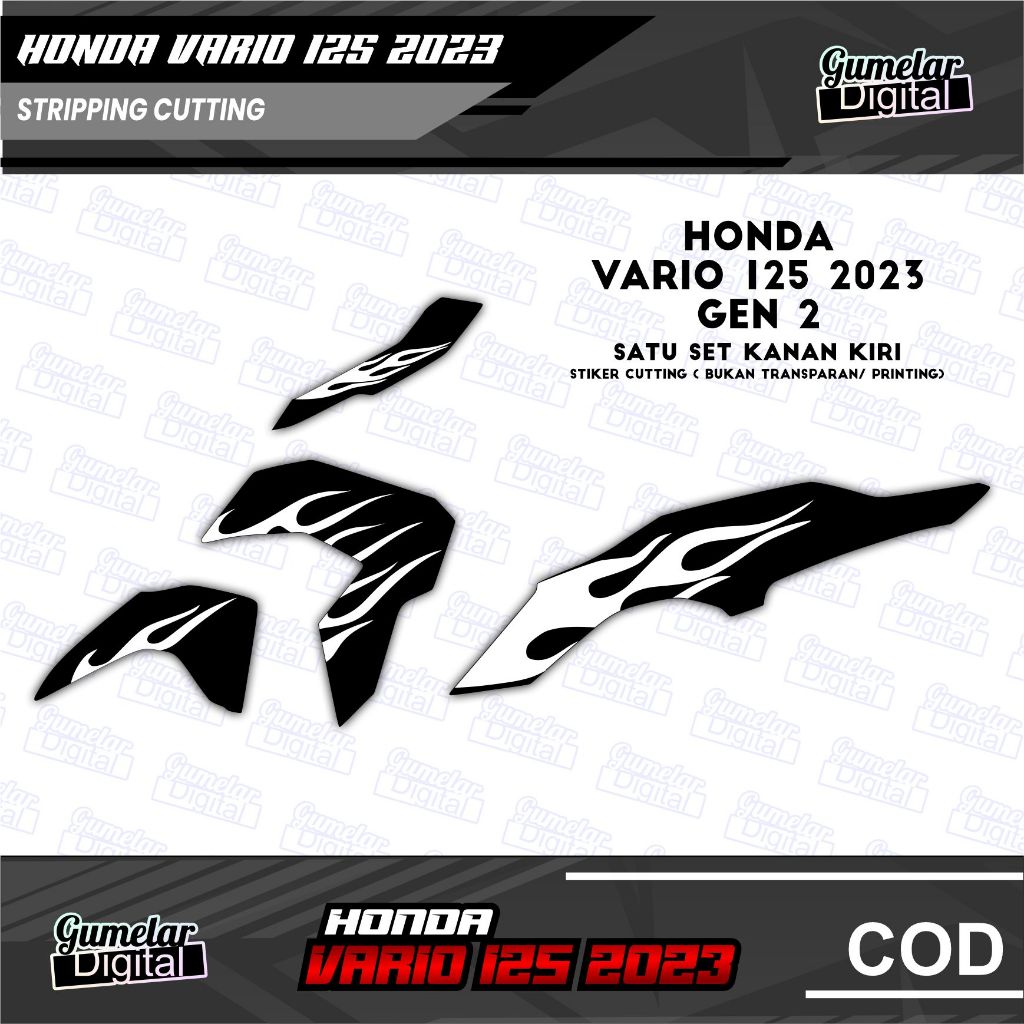 Cutting Sticker STRIPING HONDA VARIO 125 2023 GEN 2 DESIGN API HOT ...