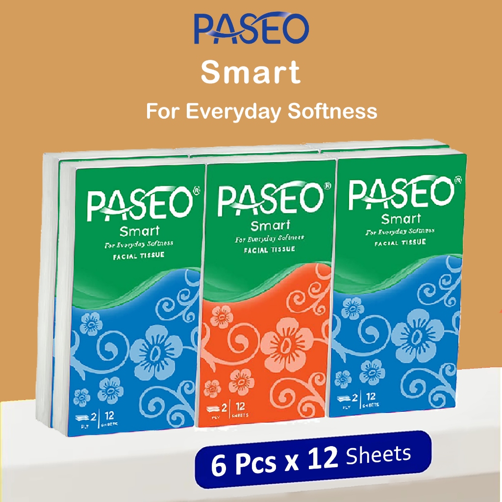 Paseo Smart Hanky Tissue Standard 12 Sheets 1 Pack Of 6 Facial Tissues ...