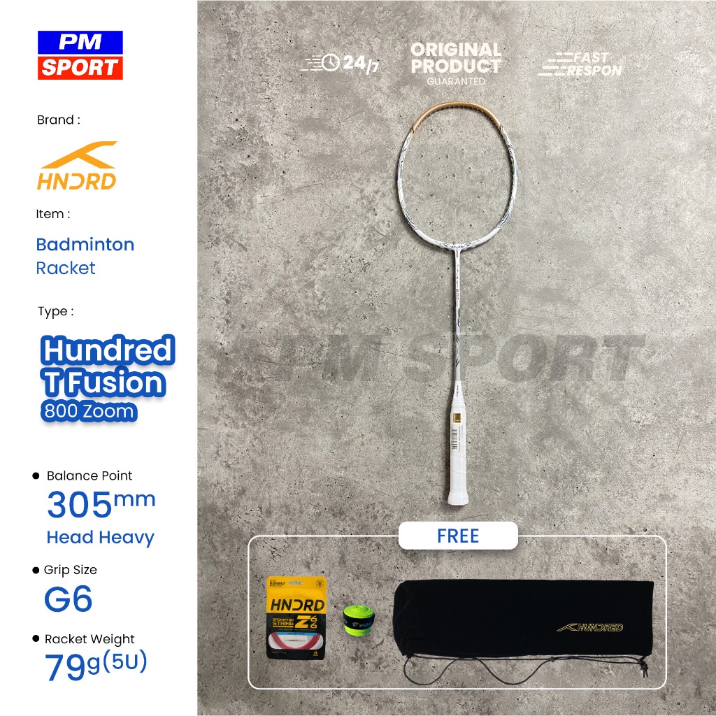 Original HUNDRED T FUSION 800 ZOOM BADMINTON / BADMINTON RACKET ...