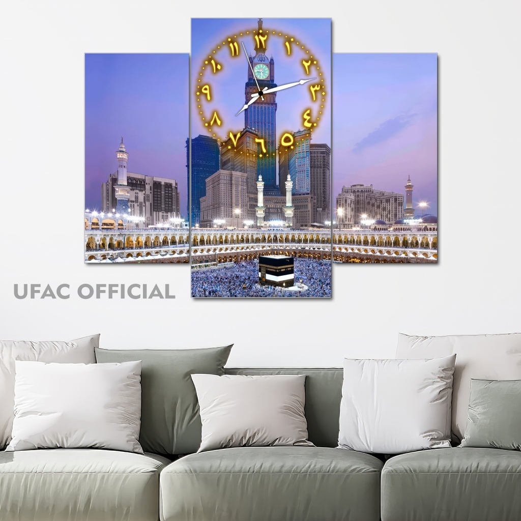 Mecca Madinah Islamic Wall Clock 50X40 Multi Panel / Ubac Official ...