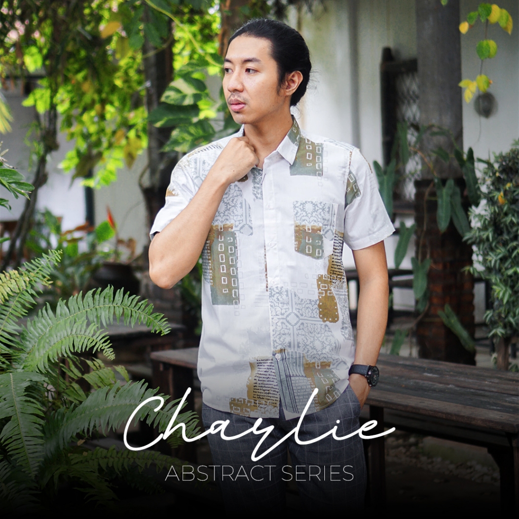 HITAM KEMEJA PUTIH Rgb Men's Abstract Charlie Series Regular Fit Black ...