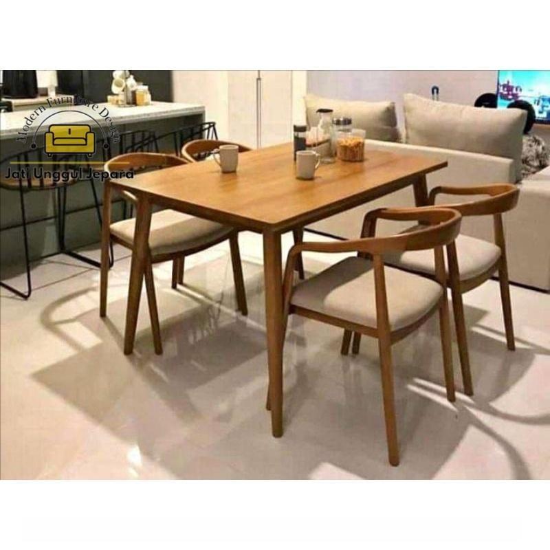 KAYU Selly dining table Set Size 120-140cm teak wood chairs (3cm TABLE ...