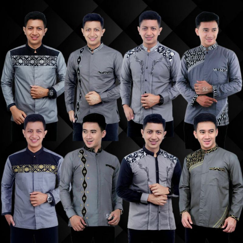 Koko Shirt Men Long Sleeve Gray/Gray Color Combination Of Embroidery ...