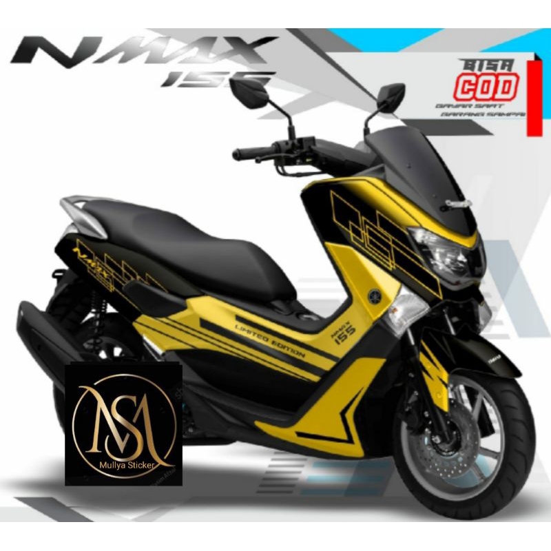 HITAM Nmax Old Full Body Sticker Decal, Yellow Graphic, Black Trim ...