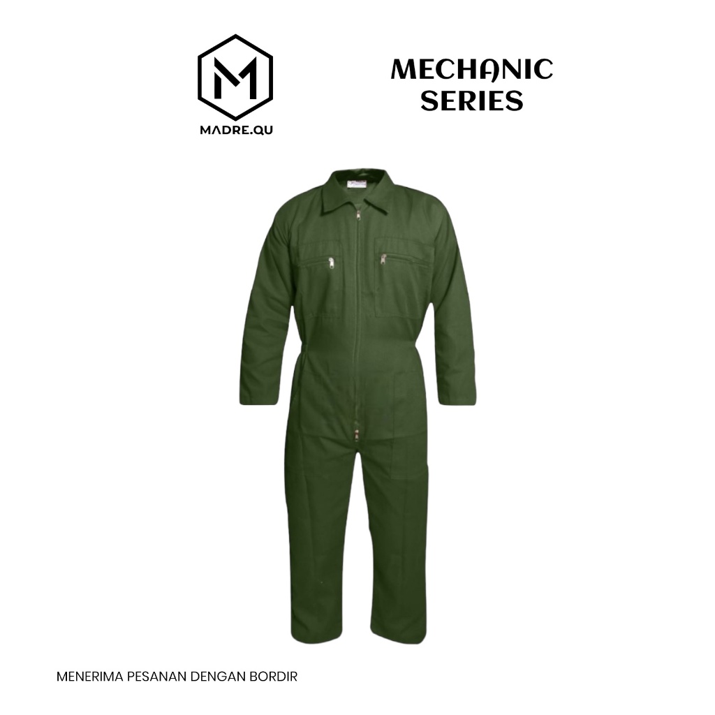 HIJAU Madre.qu - Wearpack Plain Safety Coverall Army Green Mechanic ...