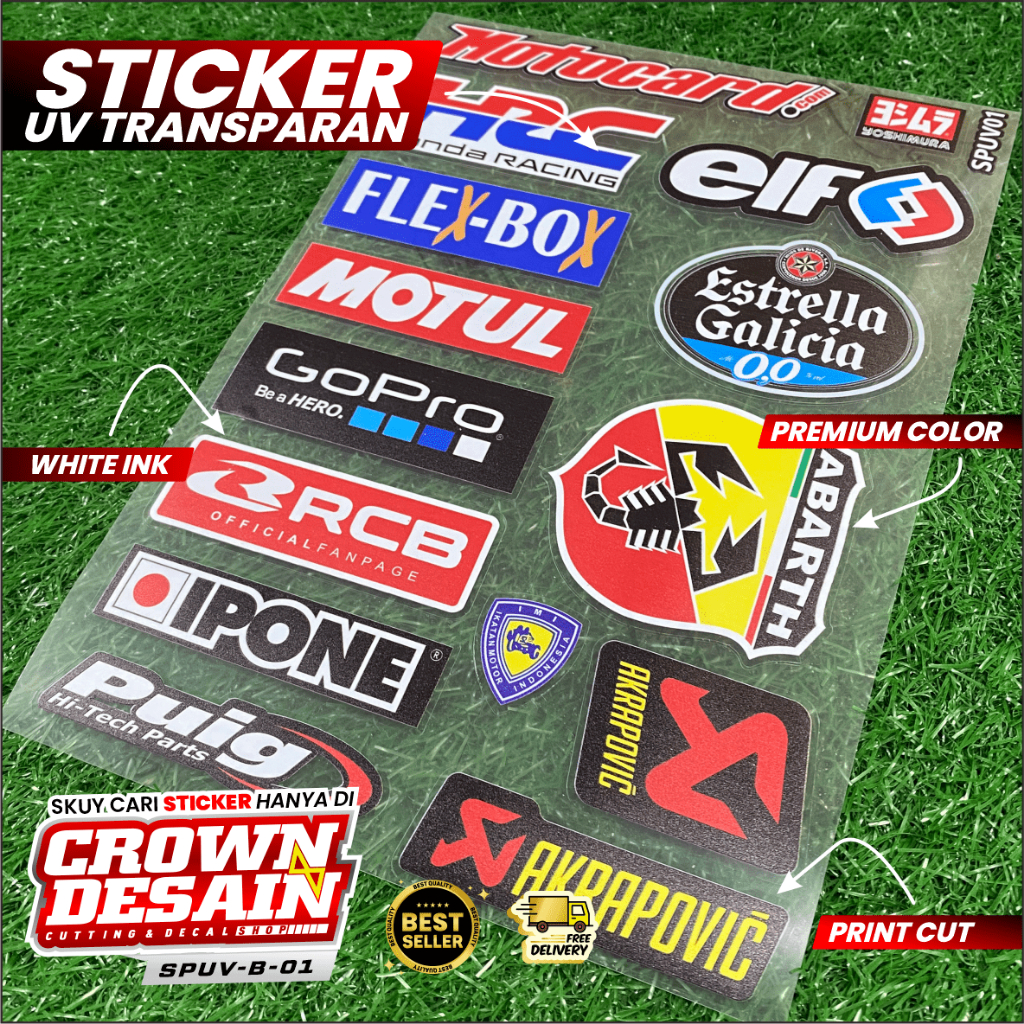 Transparent Hologram Vinyl Racing Sponsor Sticker One Set Pack Print ...