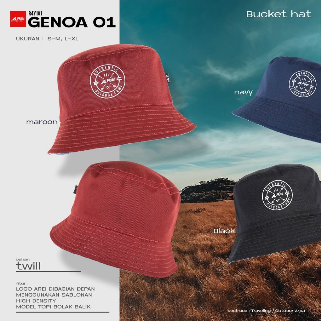 Genoa Hat 01 Bucket Arei Outdoorgear | Shopee Malaysia