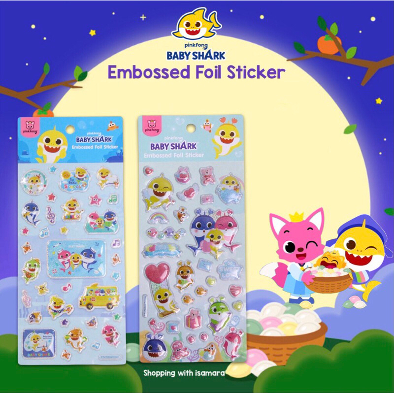 Pinkfong Baby Shark Embossed Foil Sticker | Shopee Malaysia