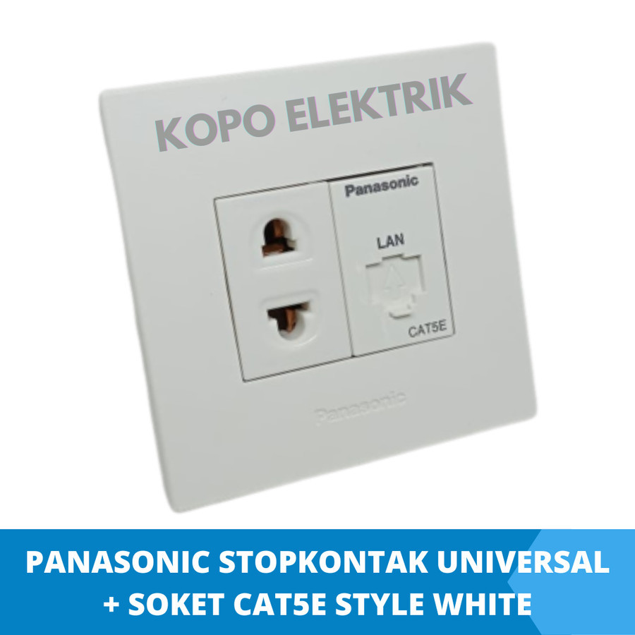 Panasonic Universal Socket + Cat5e Style White 1 Gang Socket | Shopee ...