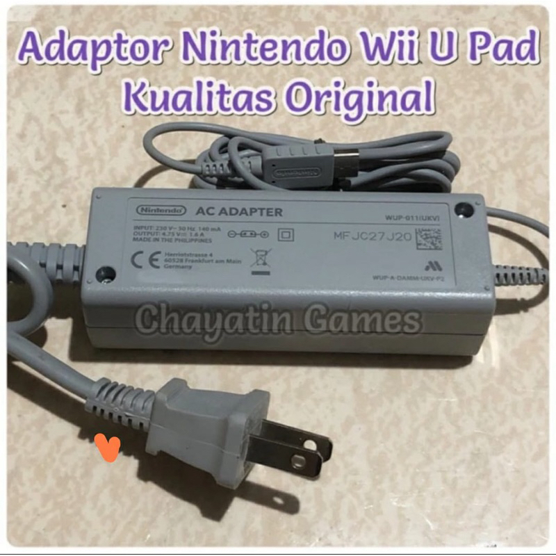 Nintendo Wii U Pad Adapter Original Quality 220 volt AC Power Input ...