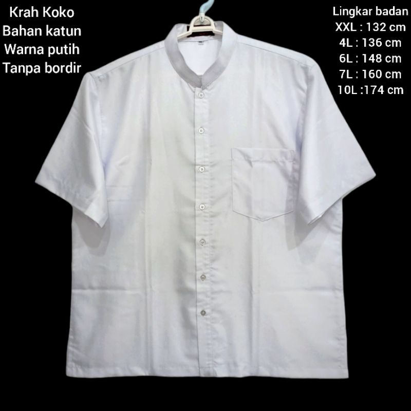 PUTIH Koko men's jumbo short sleeve plain white size XXL 4L 5L 6L 7L 8L 9L 10L | Shopee Malaysia