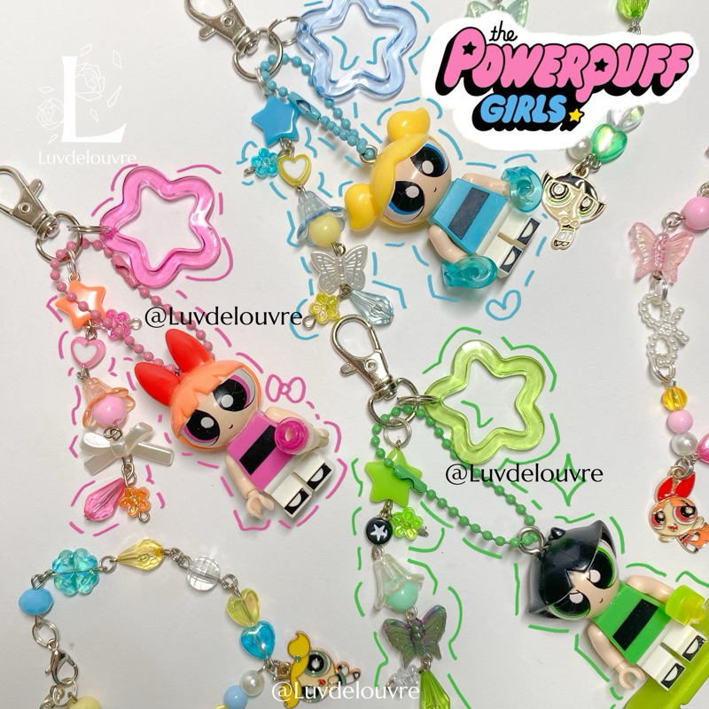 Powerpuff GIRLS KEYCHAIN BRACELET COUPLE BUBBLES BLOSSOM BUTTERCUP ...