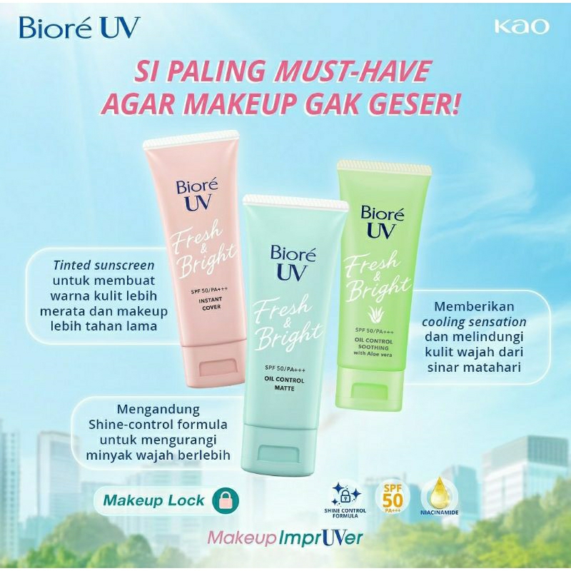 Biore UV Fresh & Bright Sunscreen Spf 50 PA+++ 30 ml | Shopee Malaysia