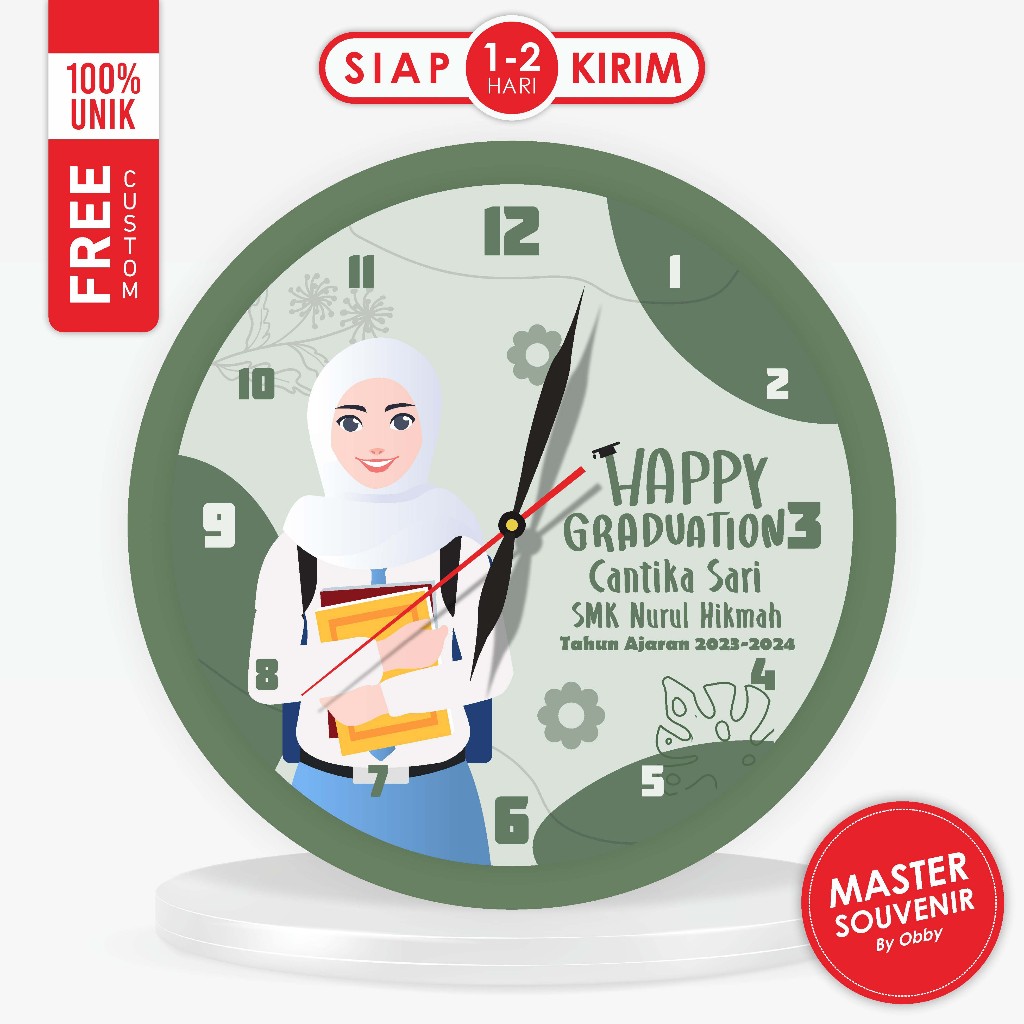 Custom Graduation Clock Size 10CM (School Graduation Souvenir ...