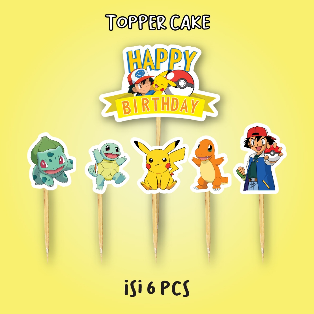 HIASAN DINDING Pokemon PIKACHU CAKE TOPPER HAPPY BIRTHDAY PIKACHU CAKE ...