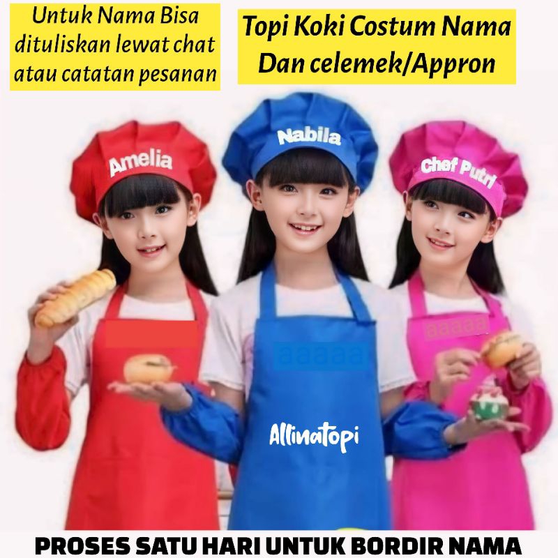 Set of Approns and Children's Chef Hats Costume Names/Children's Chef ...