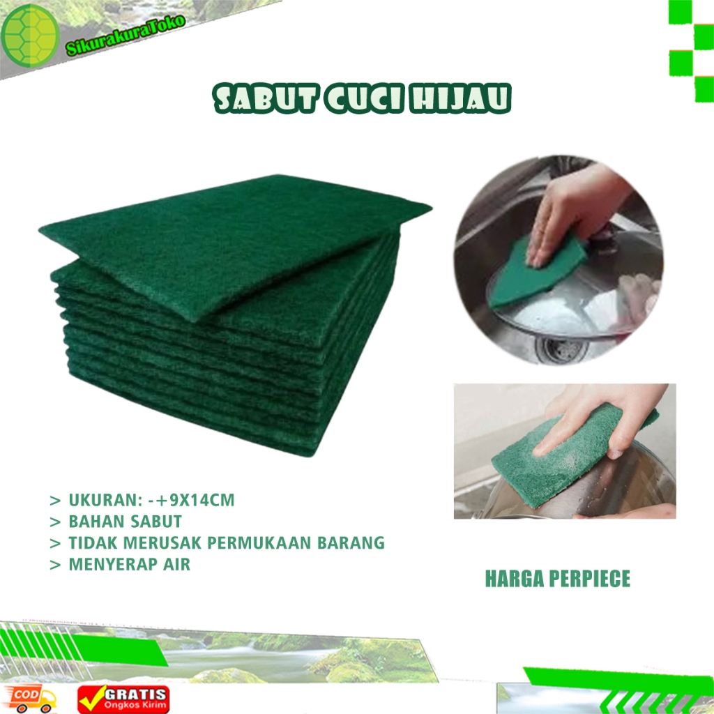 HIJAU (SDA) Green Tapas Coir Sponge Sponge Ijo Dishwashing Frying Pan ...