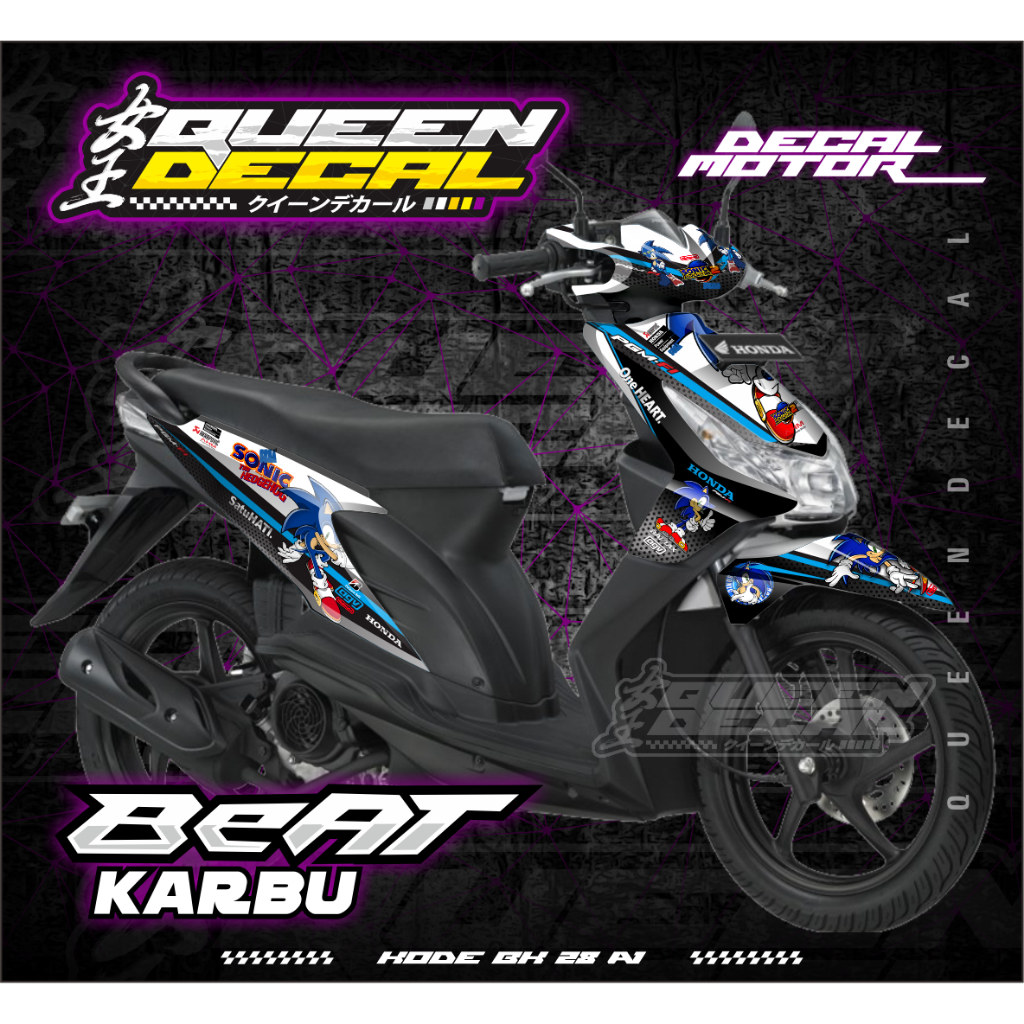 Custom Design Full Body Motorcycle Beat Karbu Sticker - SONIC Character ...