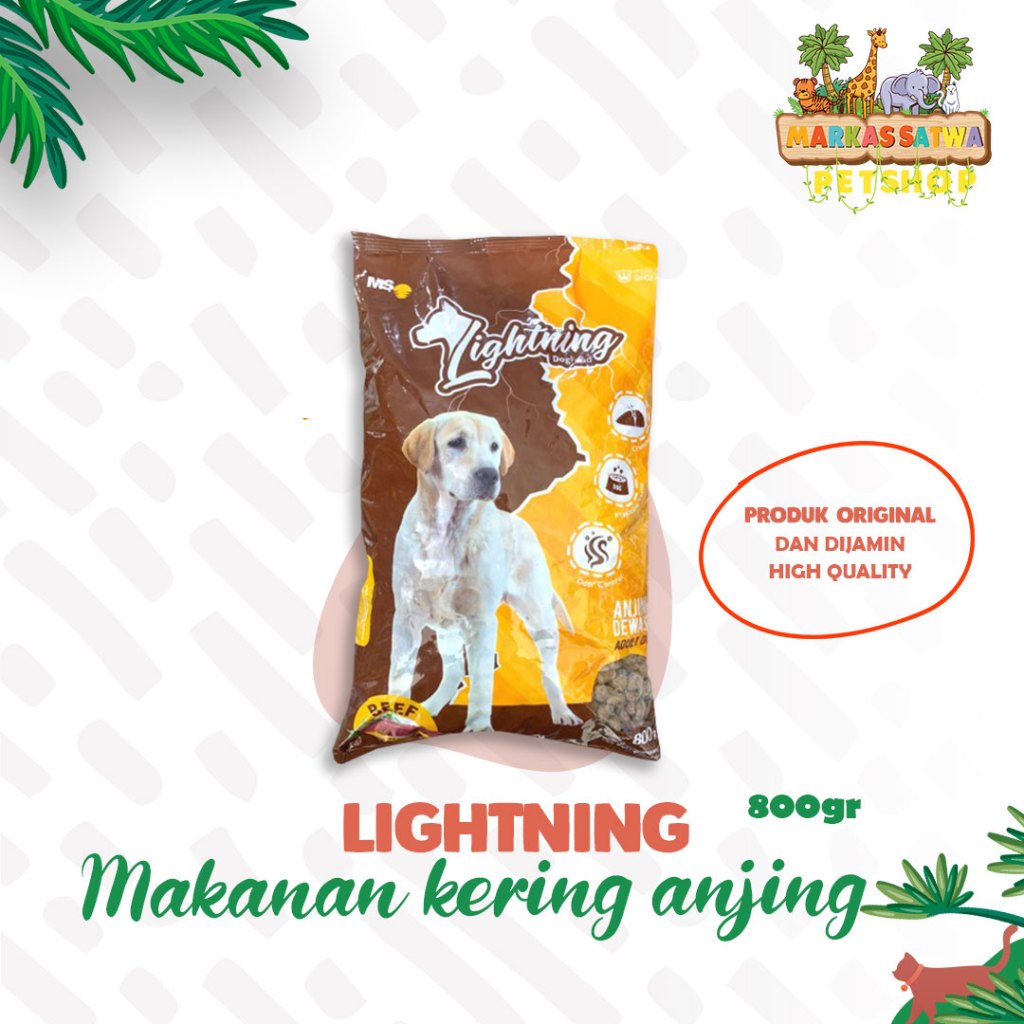 Dry Dog food LIGHTNING Dry food Beef Flavor 800gr | Shopee Malaysia