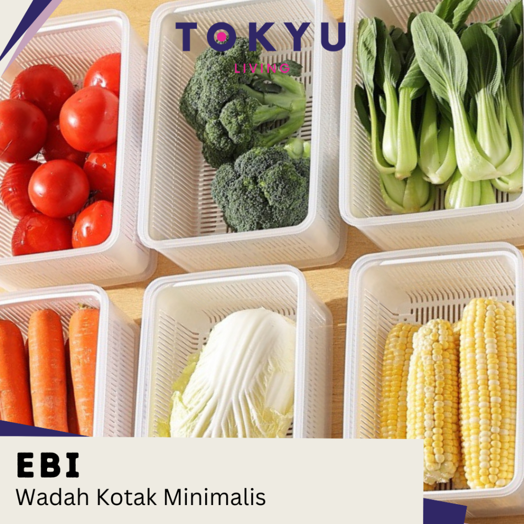 Tokyu - EBI Box and Vegetable Drainer Practical Fruit Storage Easy Fresh Drain Container ...