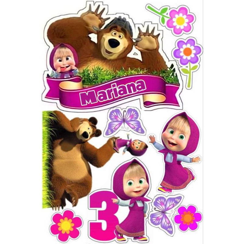 Print Masha And The Bear Topper, Birthday Cake Topper | Shopee Malaysia