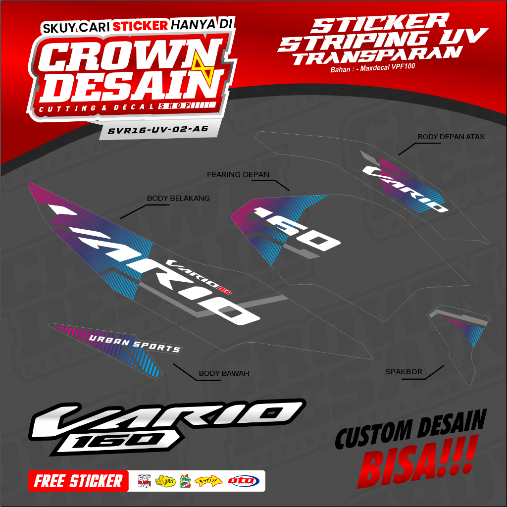 Striping Sticker Transparent Vario 160 New Malay Rainbow Motif/Sticker ...