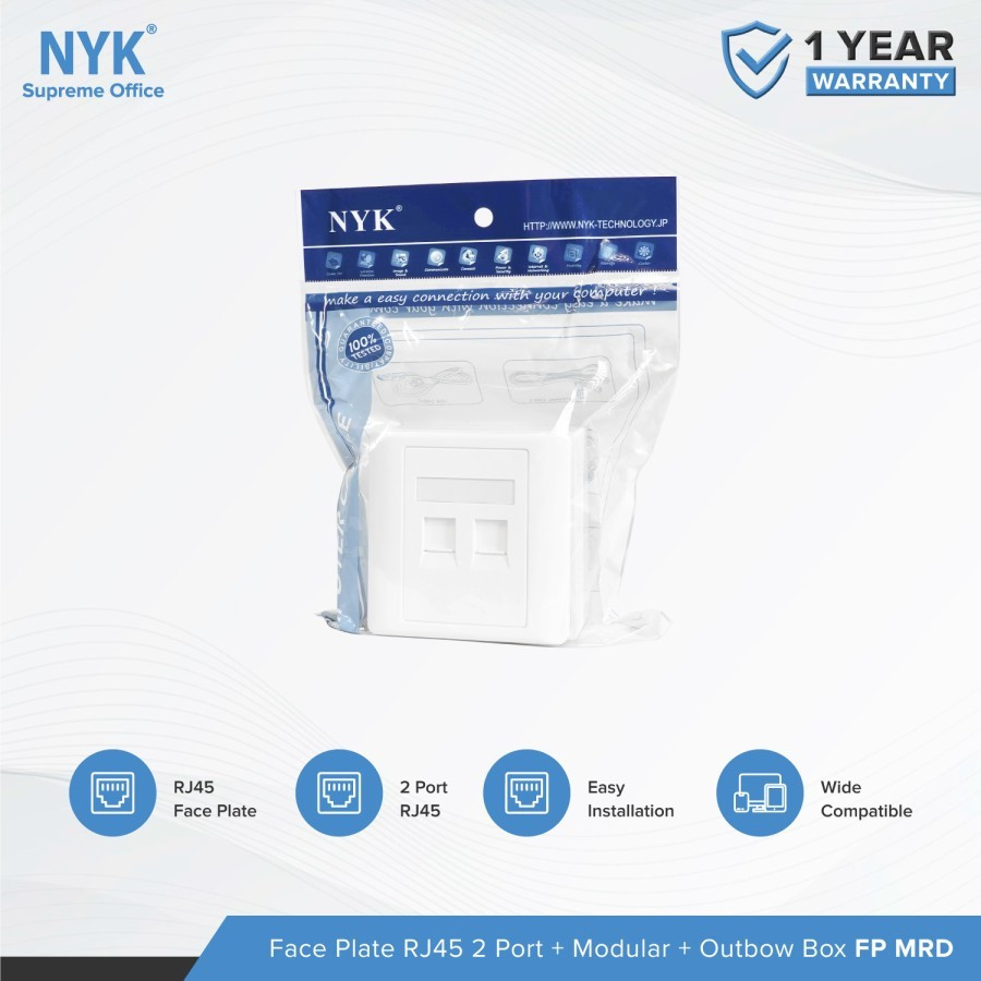 Rj45 2 Port Faceplate + Modular + Outbow BOX NYK | Shopee Malaysia