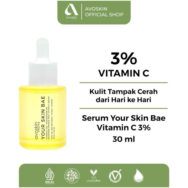 (BOX Dent/teared) AVOSKIN YOUR SKIN BAE VIT C 3%+NIACINAMIDE 2% ...